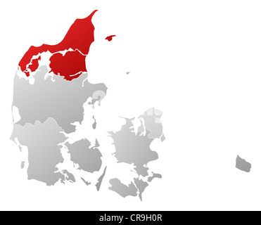 Denmark regions Map grey Stock Photo - Alamy