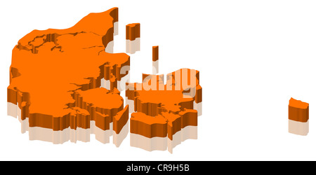 Political map of Danmark with the several regions Stock Photo - Alamy