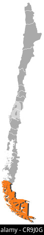 Shape of Magallanes y Antártica Chilena, region of Chile, with its ...