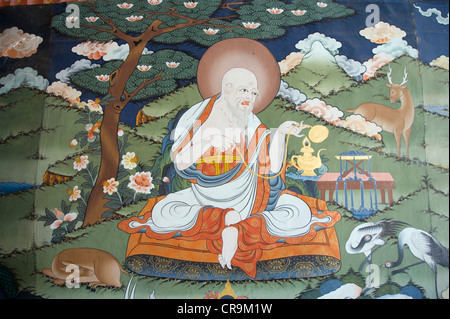 Wall painting, the four friends, Bhutan Stock Photo - Alamy