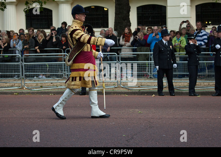 Drum Major of the Grenadier Guards, and the Band of the Irish Guards, at "Trooping the Colour ...