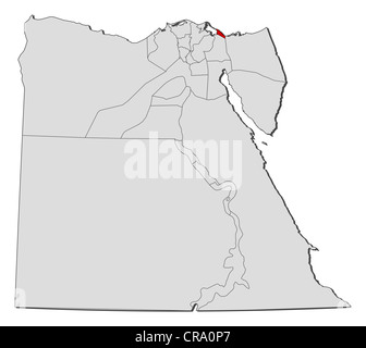 Shape of Bur Sa'id, governorate of Egypt, with its capital isolated on ...