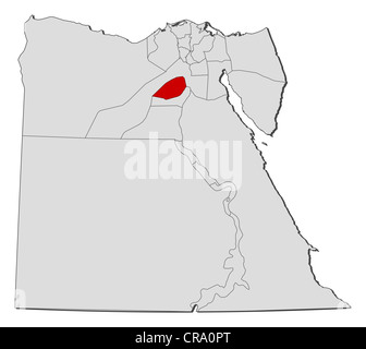 Al Fayyum, governorate of Egypt. Colored elevation map with lakes and ...