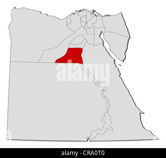 Al Minya, governorate of Egypt. Colored elevation map with lakes and ...