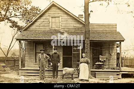 1900s 1910s POOR RURAL FAMILY MOTHER AND THREE SONS AT CABIN DOOR OZARK ...