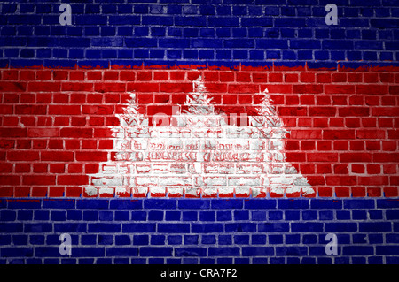 Cambodia national flag painted on textured wall mural background Stock ...