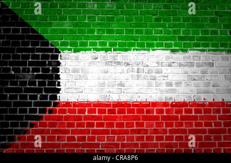Kuwait national flag painted on textured wall mural background Stock ...