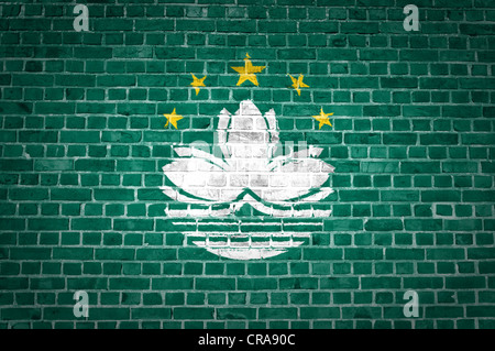 Macau national flag painted on textured wall mural background Stock ...