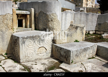 Altar stones with spiral motif, neolithic, megalithic Tarxien Temples ...