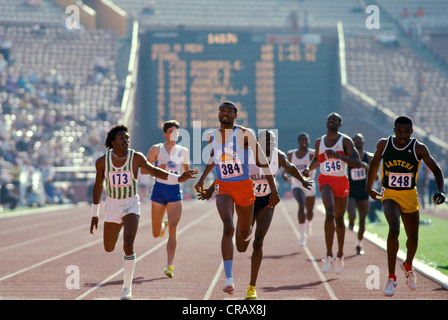 Johnny Gray winning the 800 meters with Earl Jones (248) at the 1984 ...