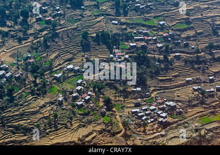 Aerial view of fields near Tashigang, Bhutan, East Bhutan, Asia Stock ...