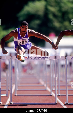 Renaldo Nehemiah (USA) competing in the hurdles at the 1988 US Olympic ...