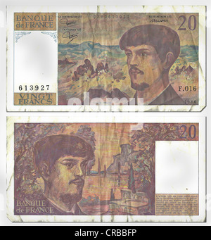 Historic banknote, front and back, 20 pesos, Mexico, Banco Mexico ...