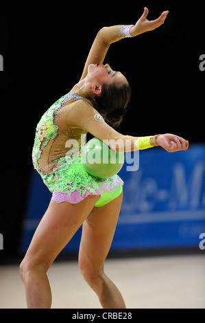 Aliya Garayeva, AZE, with ball, rhythmic gymnastics, Grand Prix Thiais ...