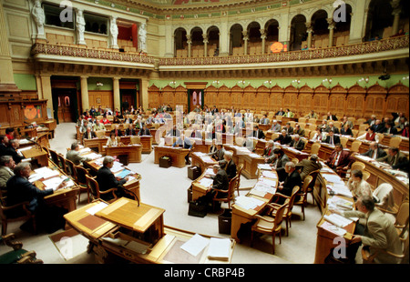 Switzerland, Canton Bern, Bern, Interior of the federal parliament ...