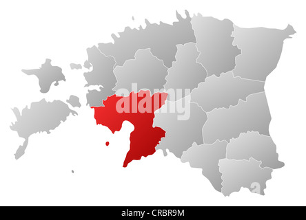 Political map of Estonia with the several counties where HIda-Viru is ...