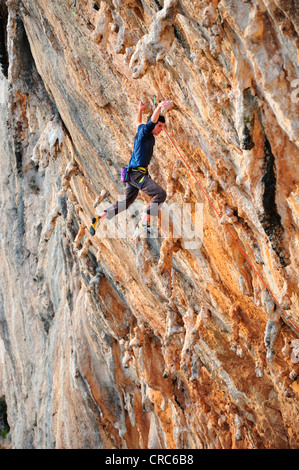 climbing a limestone route on the Greek Islands Stock Photo - Alamy