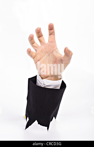 Man is filling form with pen. Picture of flower pot, computer, keyboard ...