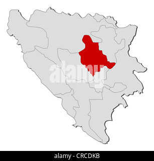 Zenica-Doboj Bosnia and Herzegovina Map grey Stock Photo - Alamy