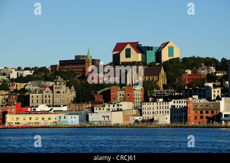 Newfoundland Canada St Johns capital harbor with ships in water and ...