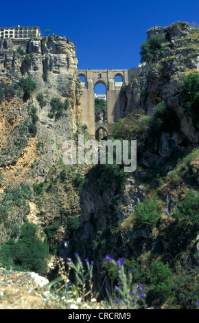 view on Ronda with the Puento Nuevo connecting the oldtown with the ...