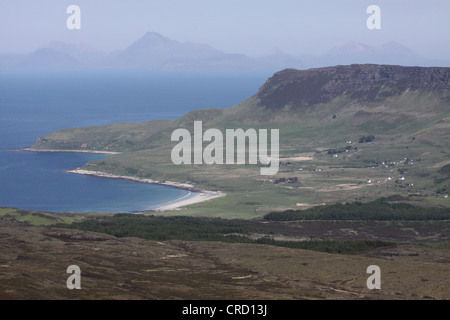 View across Bay of Laig and Cleadale to the Isle of Rum. Isle of Stock ...