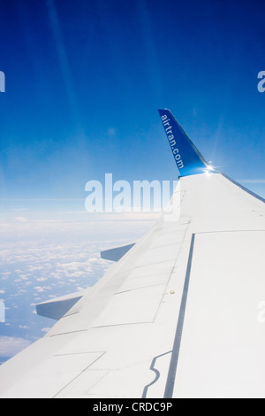 Under the wing of the airplane sky Stock Photo - Alamy