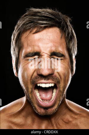 Portrait Of A Young Man Screaming Out Loud Isolated On White Background ...