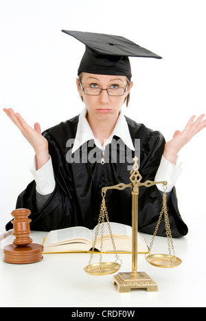 overstrained female judge Stock Photo - Alamy