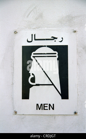 Sign for men's toilet in Arabic and English, Dubai, UAE Stock Photo - Alamy