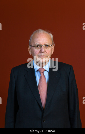 German President Roman Herzog in Nepal wearing garlands of flowers ...
