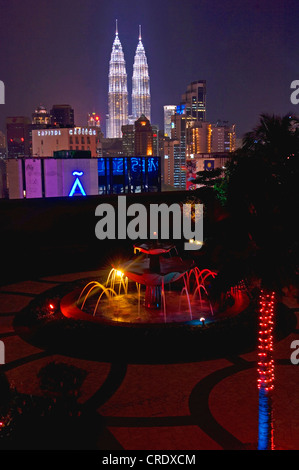 Petronas Twin Towers shot at night in the capital of Malaysia, Kuala ...