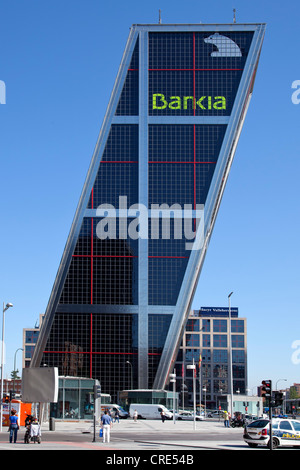 Modern office towers, Puerta de Europa, also called Torres Kio, with ...