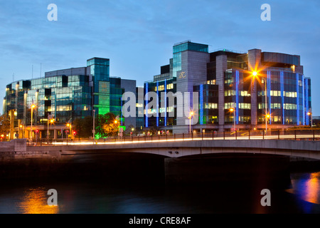 Headquarters of the Allied Irish Bank, AIB, on the River Liffey in the ...