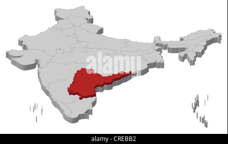 Political map of India with the several states where Andhra Pradesh ...