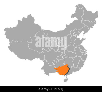 Kwangsi (Guangxi) China province map. Kweilin (Guilin). STANFORD 1908 ...