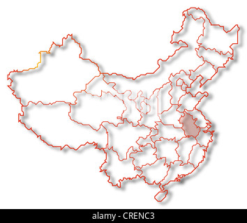Map of China where Anhui is highlighted Stock Photo - Alamy