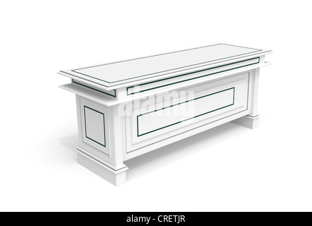 White wooden writing table, front side view isolated on white Stock ...