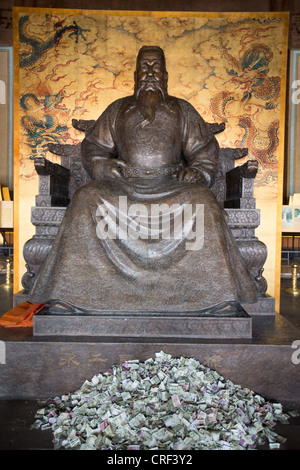 China, Beijing, Chang Ling, Statue of the Yongle Emperor, bronze figure ...