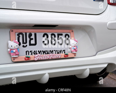 Hello Kitty car license plate Thailand S.E. Asia Stock Photo - Alamy