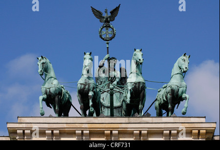 View from the Quadriga on the Brandenburg Gate to the street Unter den ...