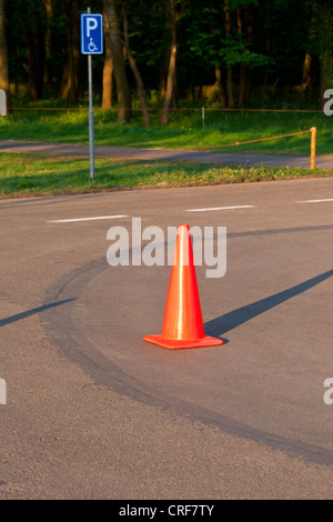 traffic cone on Disabled parking. International Symbol of painted in ...