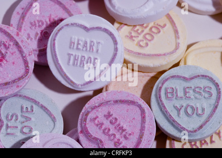 Love Hearts sweet with "Heart throb" message Stock Photo: 78770205 - Alamy