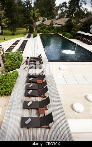 Aerial view of lawn chairs on deck Stock Photo - Alamy