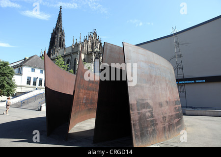 Switzerland, Basel, Theaterplatz, Intersection steel sculpture by ...