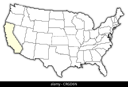 Map of United States where California is highlighted Stock Photo - Alamy