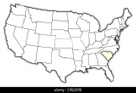 Map of USA, South Carolina highlighted in red Stock Photo - Alamy