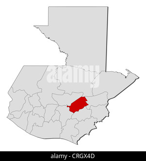 El Progreso, department of Guatemala. Colored elevation map with lakes ...