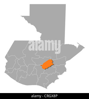 El Progreso, department of Guatemala. Colored elevation map with lakes ...