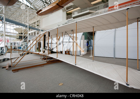 Wright Flyer airplane 1903 (reproduction). The World´s first powered ...